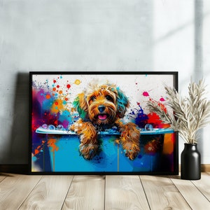 Pop Art Cockapoo Canvas / Poster Print. Colourful Watercolour Doodle ...