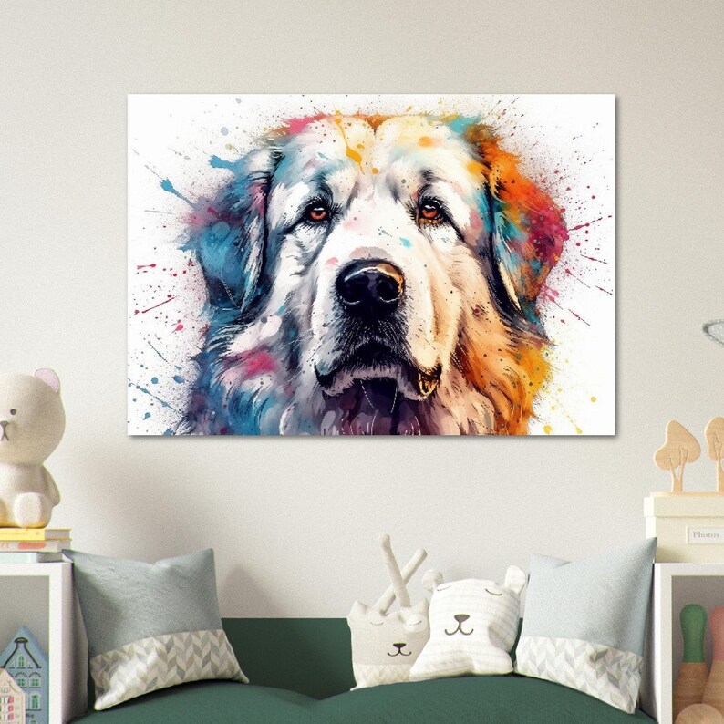 Majestic Great Pyrenees Watercolor Poster Print Colorful - Etsy