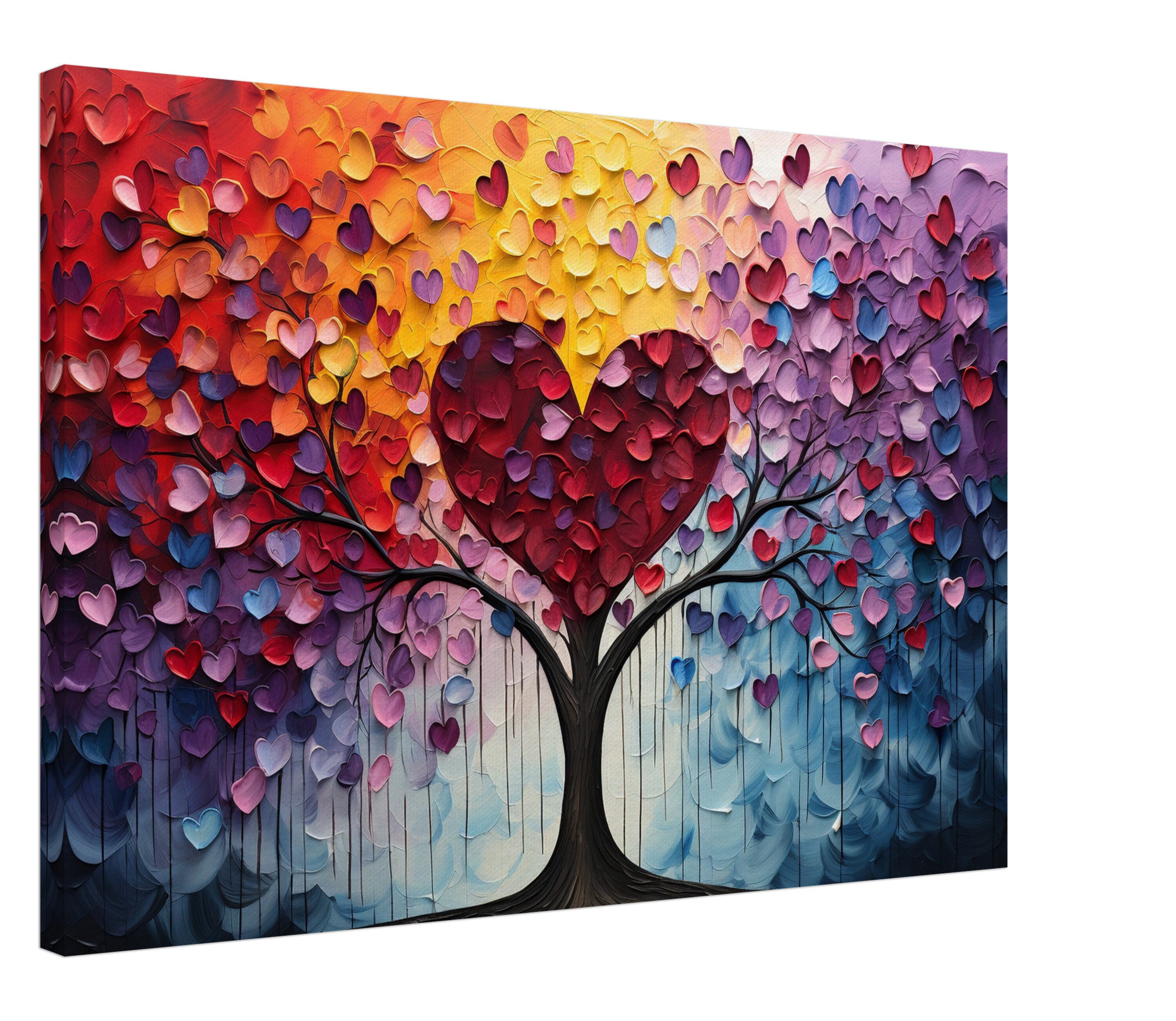 Abstract Rainbow Tree of Life Love Heart Canvas - Boho Painting ...