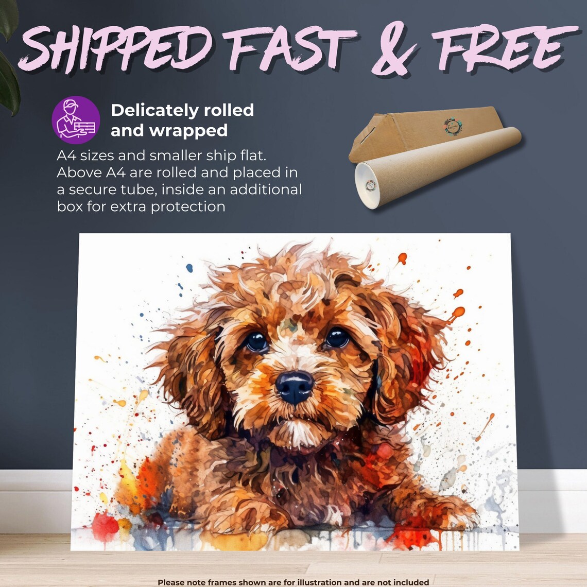 Cute Cavapoo Poster Print. Unframed Abstract Colourful Puppy Art Gift ...