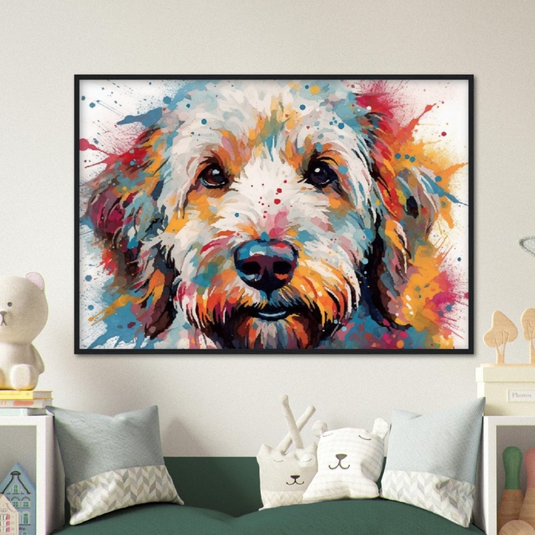Watercolor Labradoodle Framed Wall Art Ready to Hang Home - Etsy