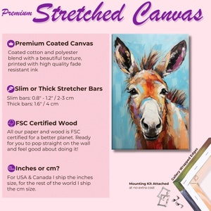 Happy Donkey Beautiful Canvas or Unframed Poster Print. Pallet Knife ...