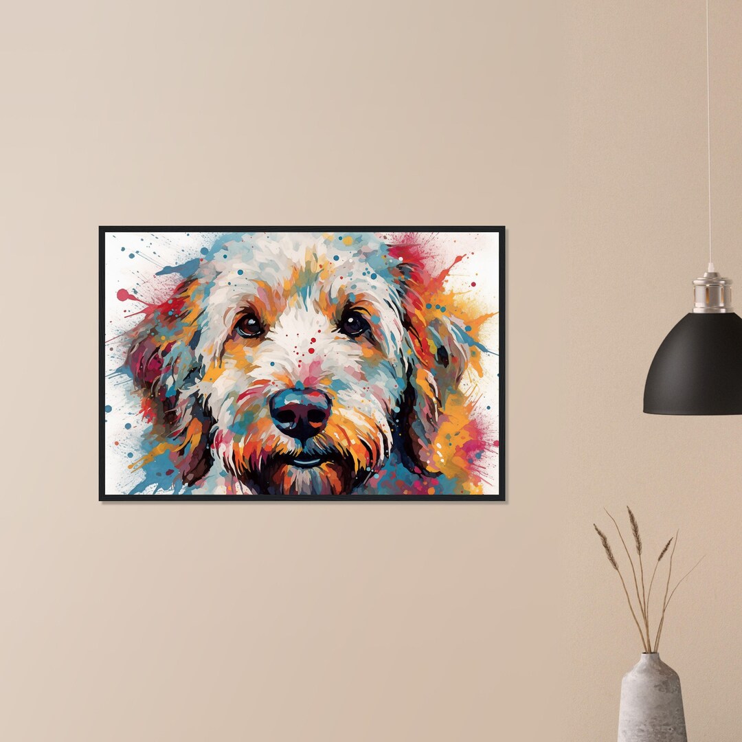 Watercolor Labradoodle / Goldendoodle Framed Print, Ready to Hang Wall ...