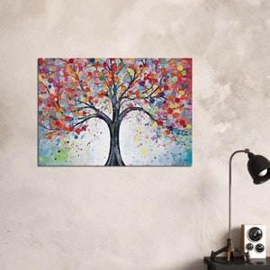 Colorful Rainbow Tree on Canvas. Multicolor Wall Art Picture Print ...