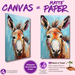 Happy Donkey Beautiful Canvas or Unframed Poster Print. Pallet Knife ...