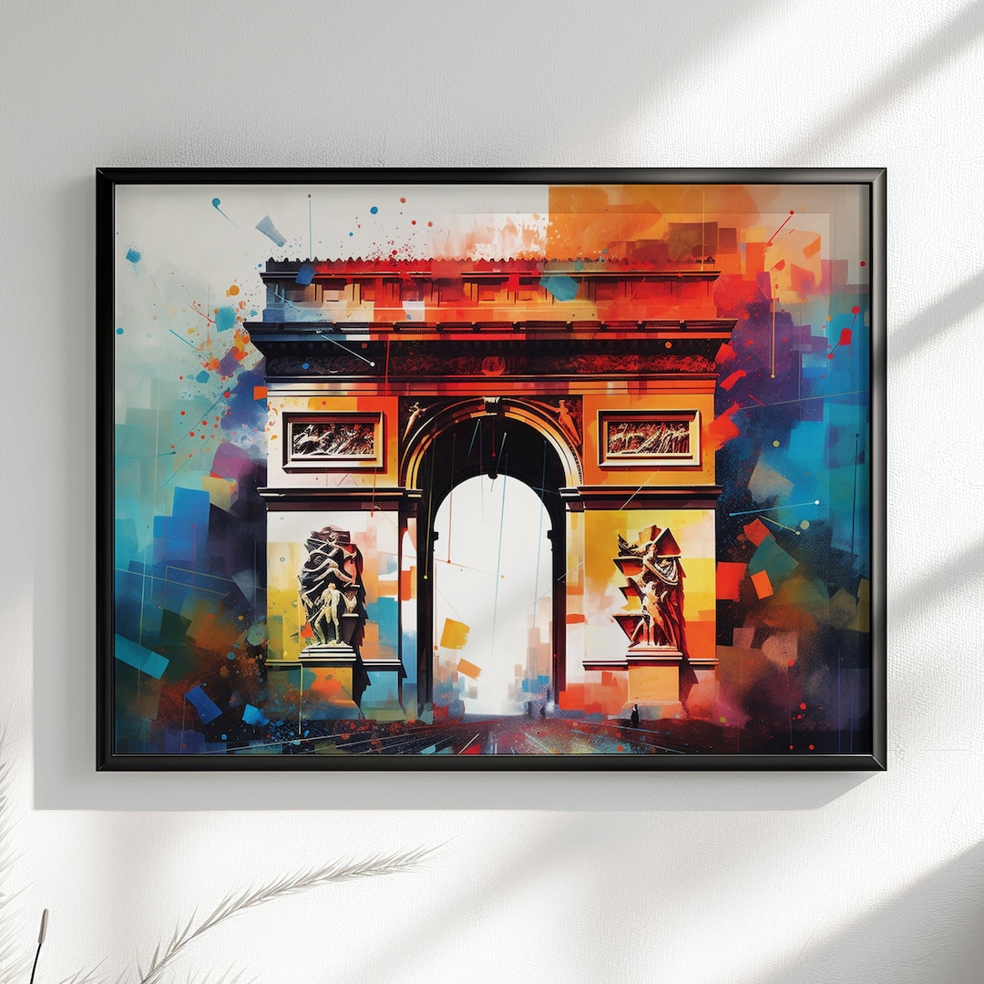 Arc De Triomphe Paris Cityscape Poster Print. Abstract French Wall ...