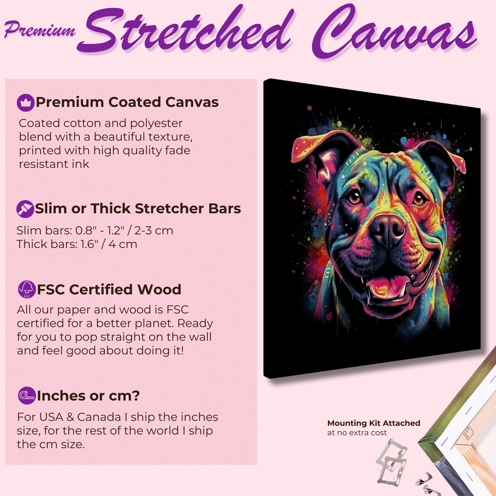 Staffordshire Bull Terrier Canvas Print. Unique Abstract Colourful ...