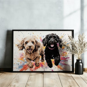 Two Cute Cockapoos! Watercolor Poster Print, Colorful Wall Art Gift for ...