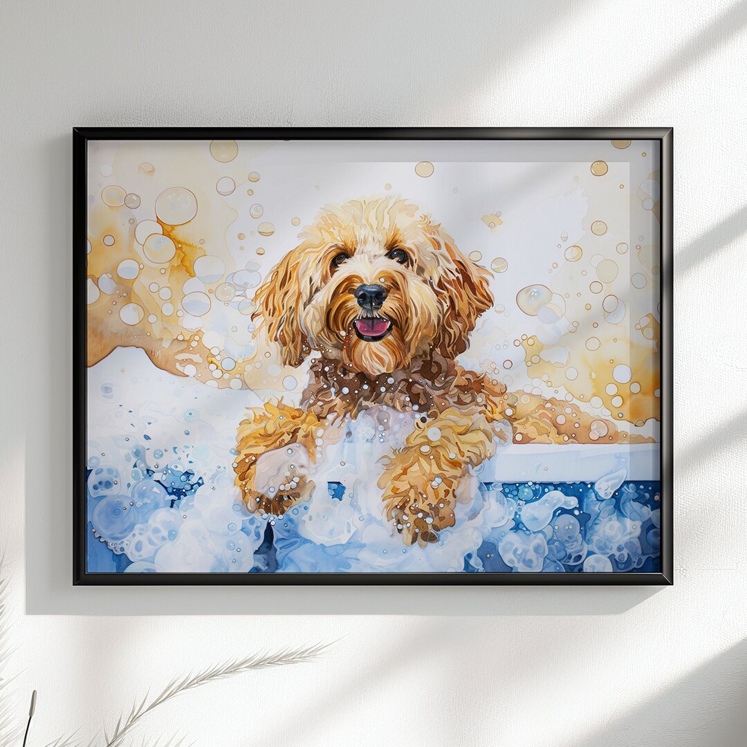 Cute Cockapoo Canvas / Poster Print. Colourful Watercolour Doodle Dog ...