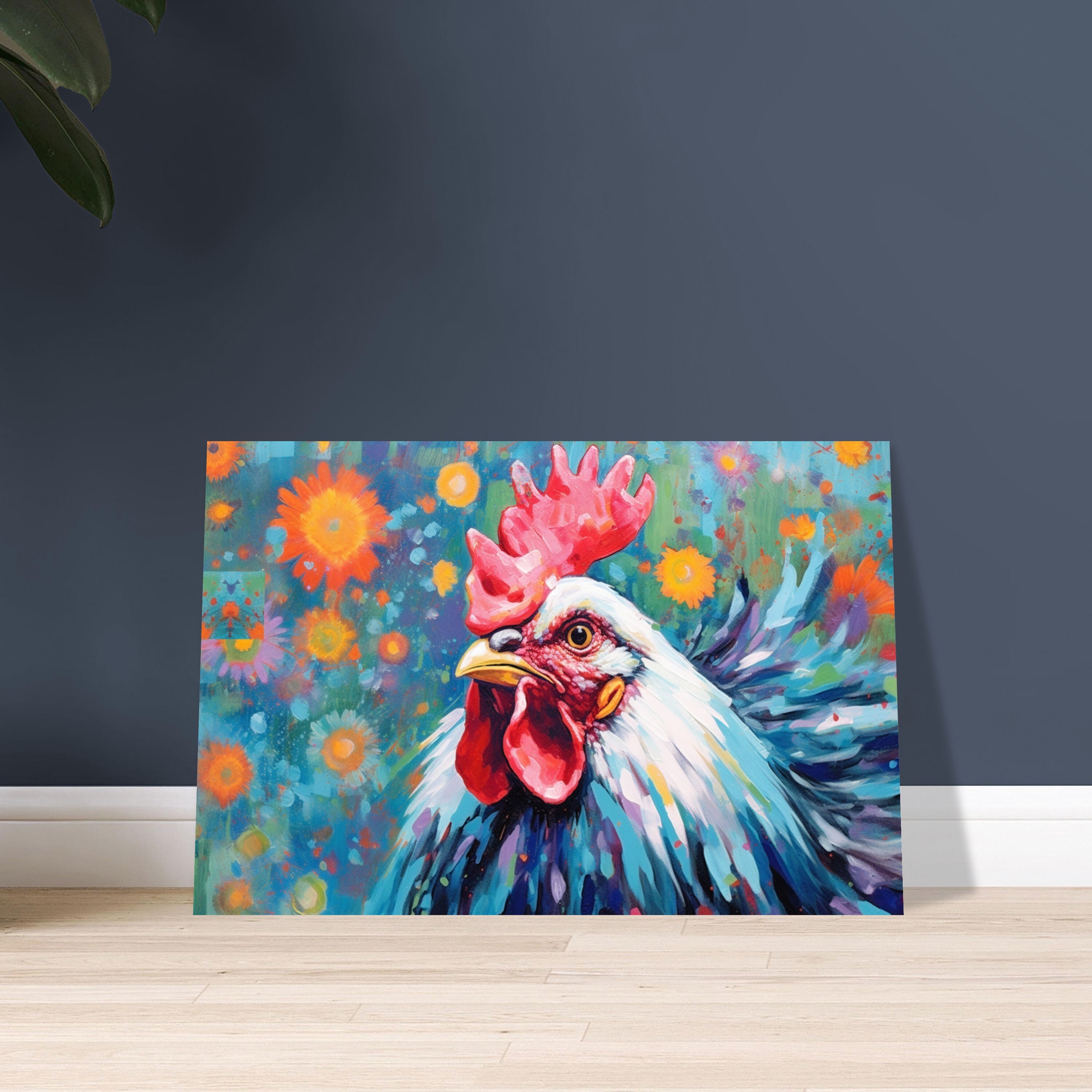 Colorful Rooster Poster. Rainbow Animal Wall Art Floral Print. - Etsy