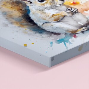 Watercolour Grey Squirrel Canvas Print. Paint Splash Gray Squirrel ...