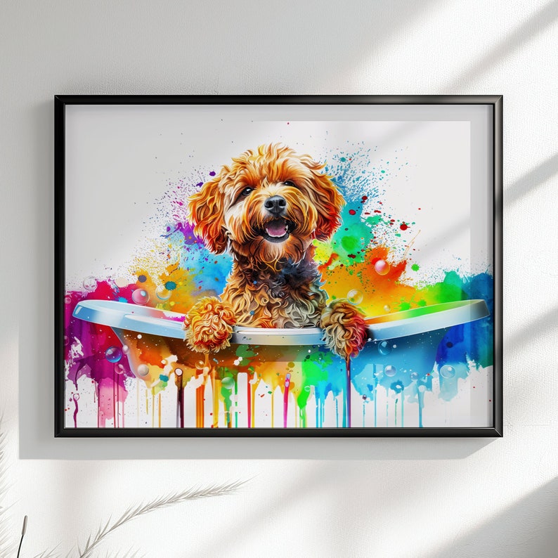 Pop Art Cockapoo Canvas / Poster Print. Colourful Watercolour Doodle ...