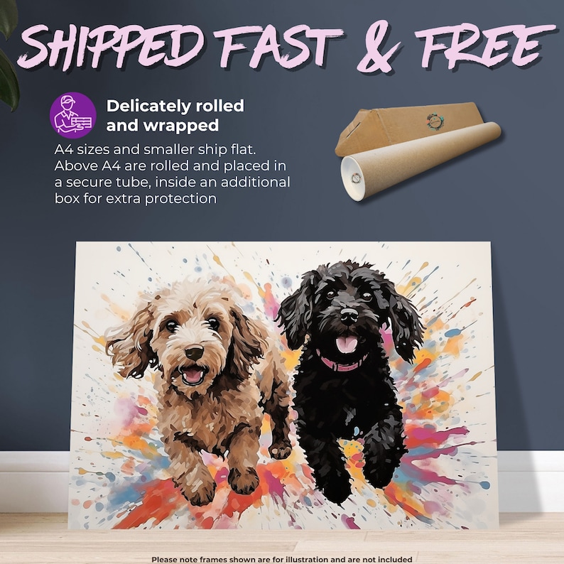 Two Cute Cockapoos! Watercolor Poster Print, Colorful Wall Art Gift for ...