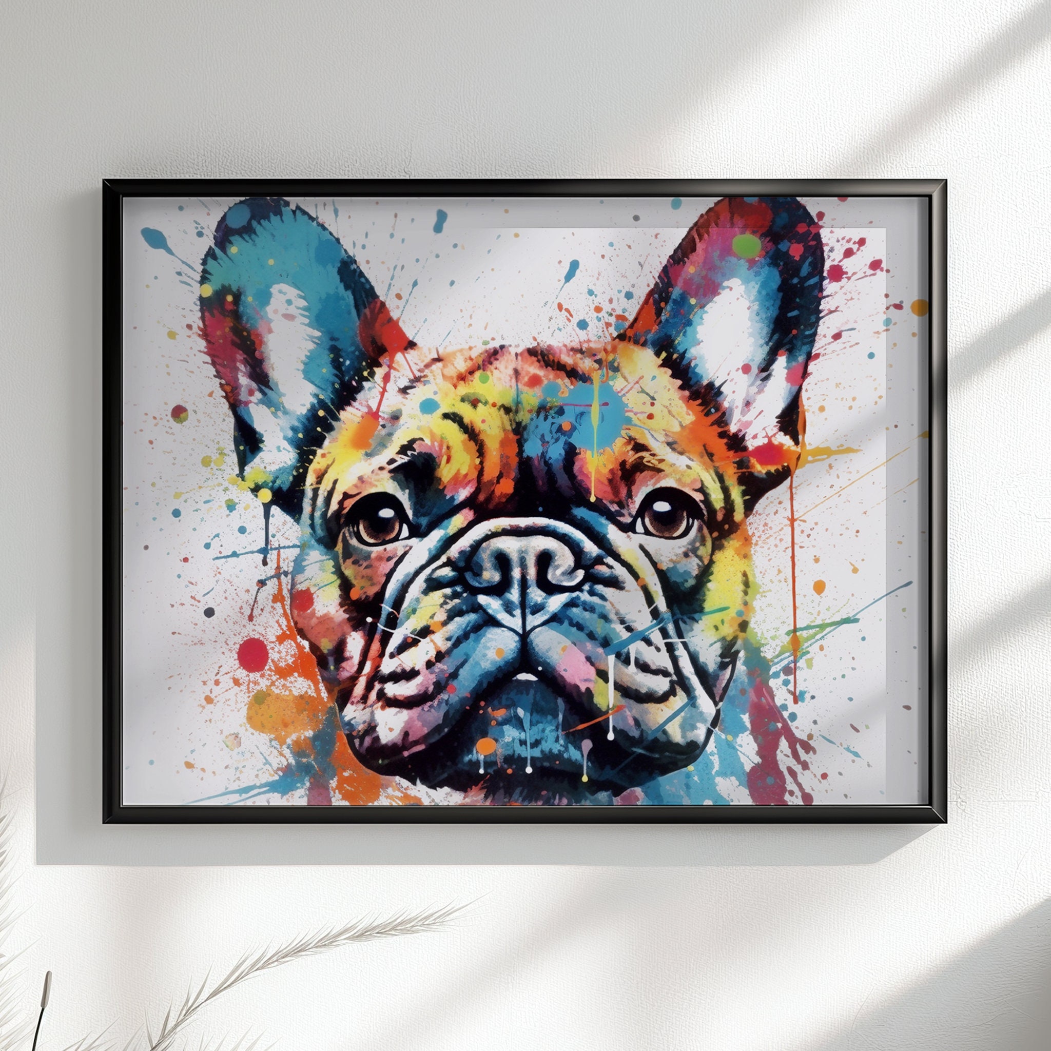 Watercolour French Bulldog Poster Print. Paint Splash Frenchie Mom, Dad ...