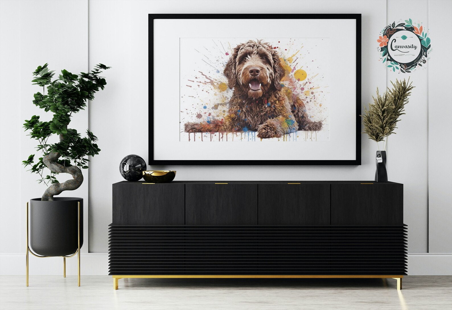 Chocolate Labradoodle / Goldendoodle Poster Print. Watercolor Painting ...