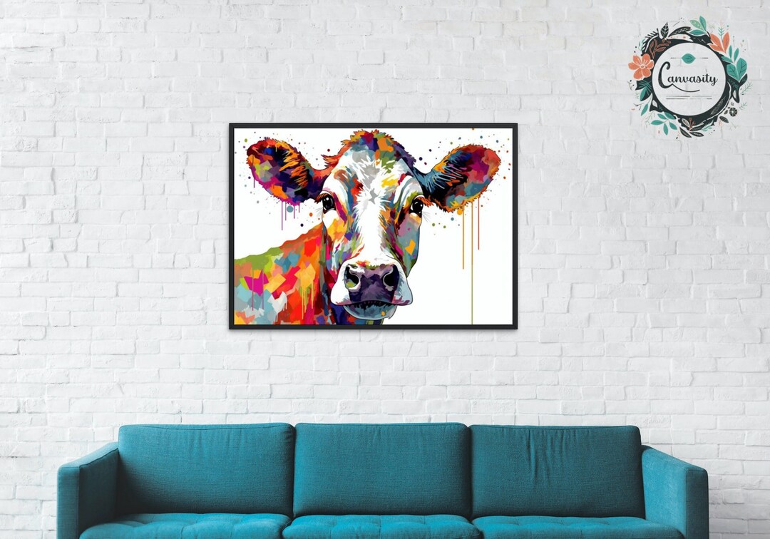 Colorful Cow Poster. Rainbow Animal Wall Art Print. Gift for - Etsy