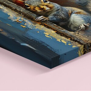 Cute Grey Squirrel Canvas Print. Oil Painting Modern Home Decor, Gray ...