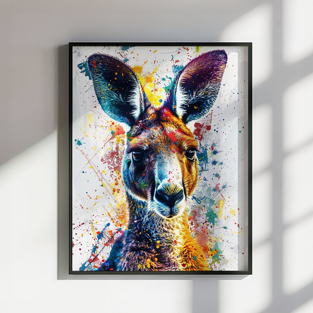 Paint Splash Kangaroo Poster Print. Abstract Watercolour Wall Decor ...