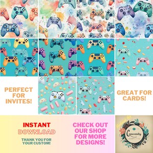 Gamer / Gaming Digital Paper | Colorful, Candy and Watercolor Styles ...