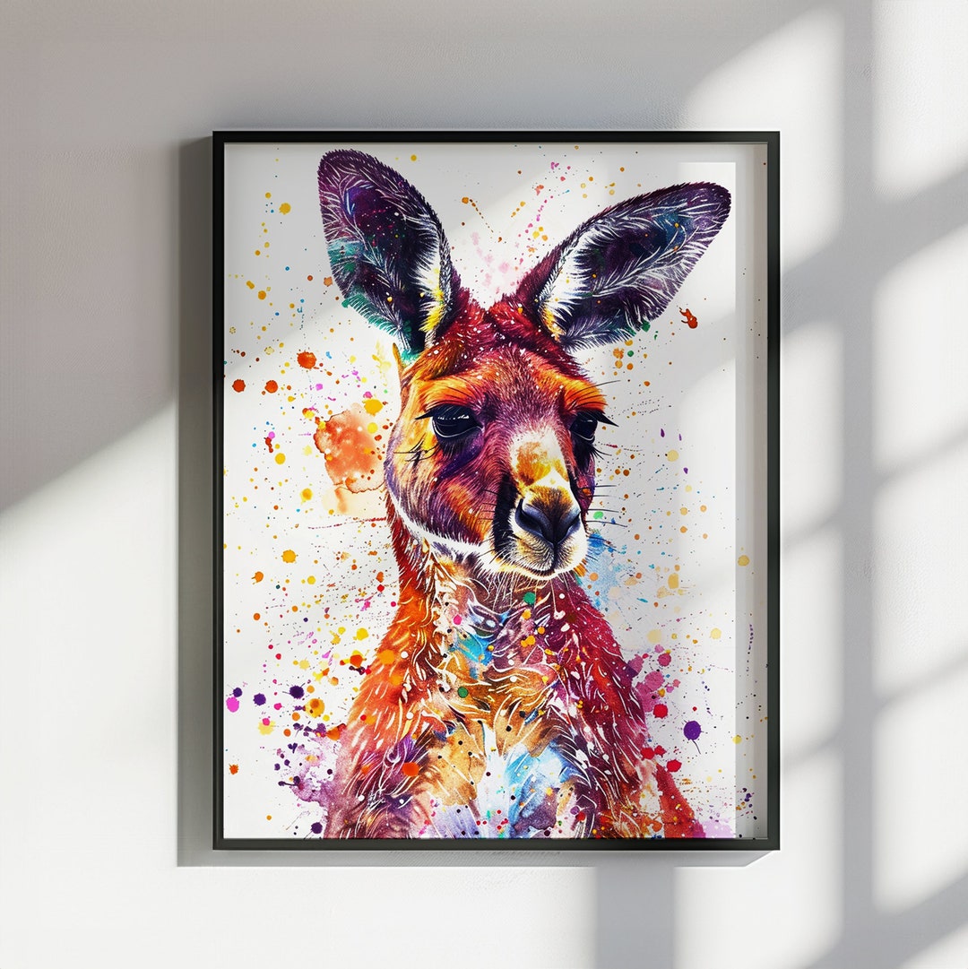 Paint Splash Kangaroo Poster Print. Abstract Watercolour Wall Decor ...