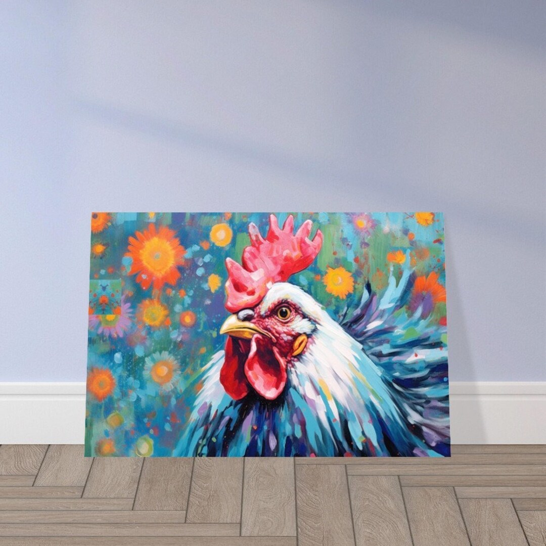 Colorful Rooster Poster. Rainbow Animal Wall Art Floral Print. - Etsy