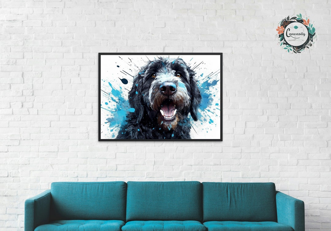 Black Labradoodle / Blue Goldendoodle Poster Print. Watercolor Painting ...