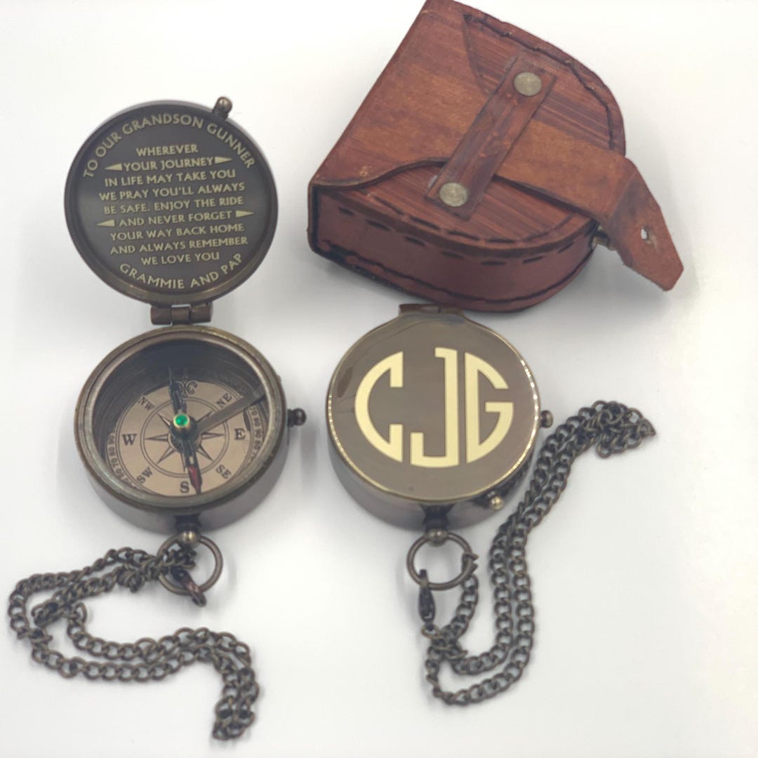 Personalized Compass Christmas Gift for Boyfriend | Engraved Compass ...