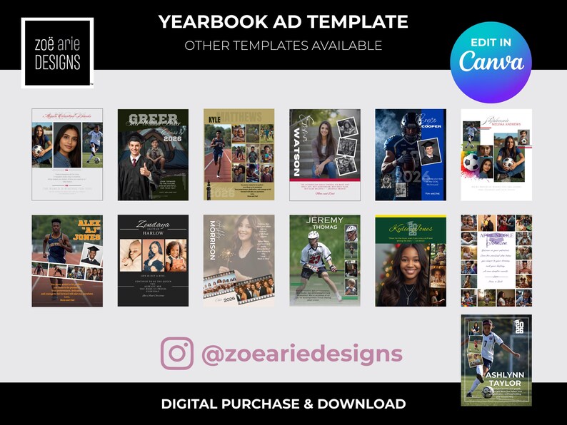 Yearbook Ad Template, Senior Yearbook Ad, (edit in Canva), Digital ...