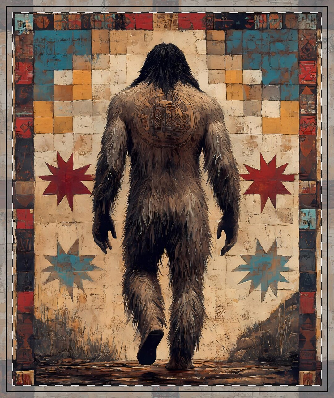 Sasquatch Quilted Throw Blanket Native American Northwest Bigfoot Home ...