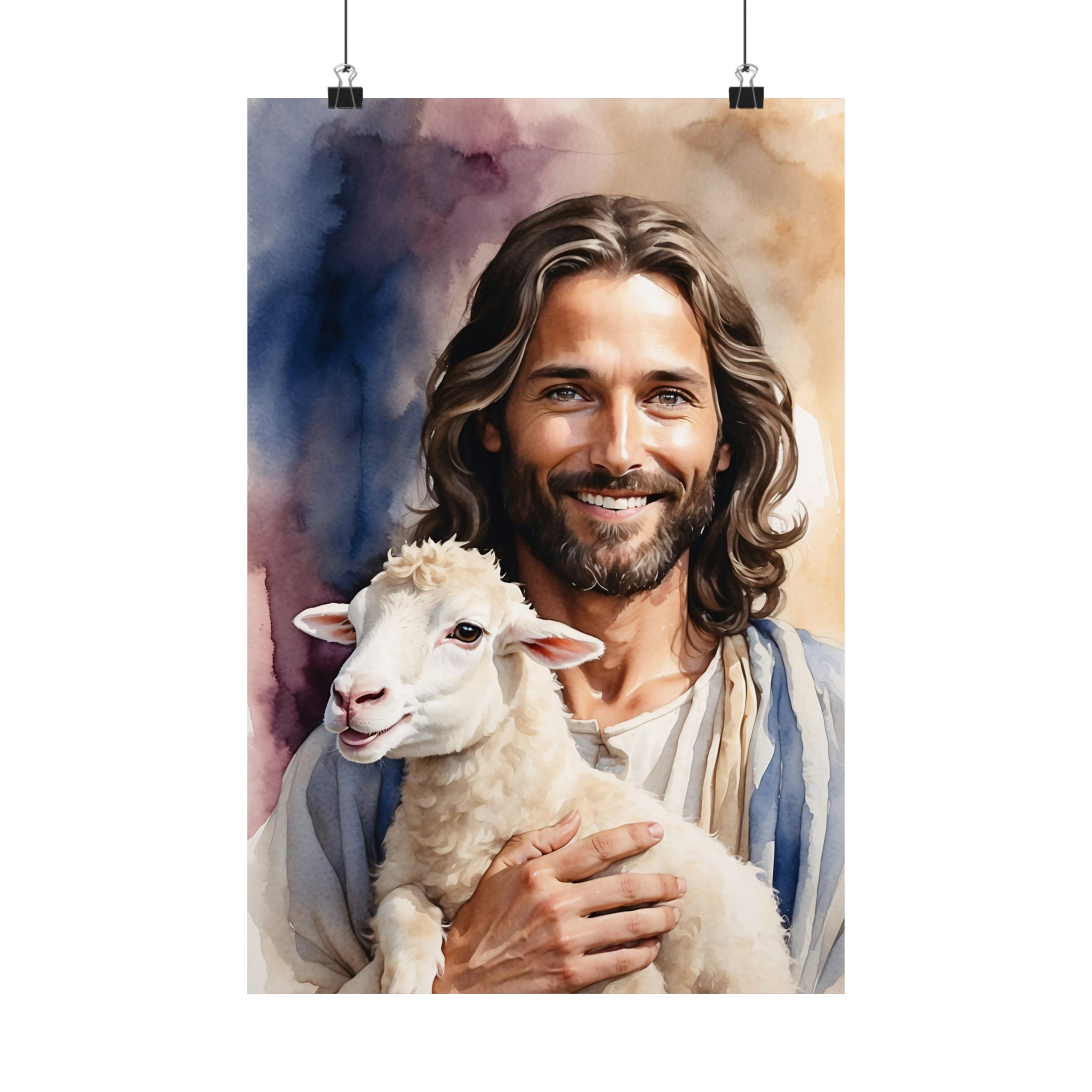 Jesus and the Lamb Watercolor Fine Art Print - Etsy