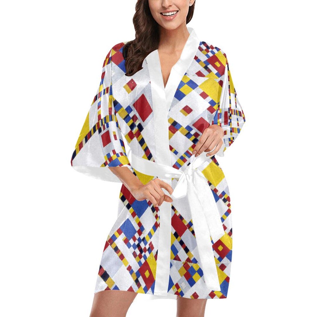 Piet Mondrian Victory Design, Women's Short Kimono Robe - Etsy