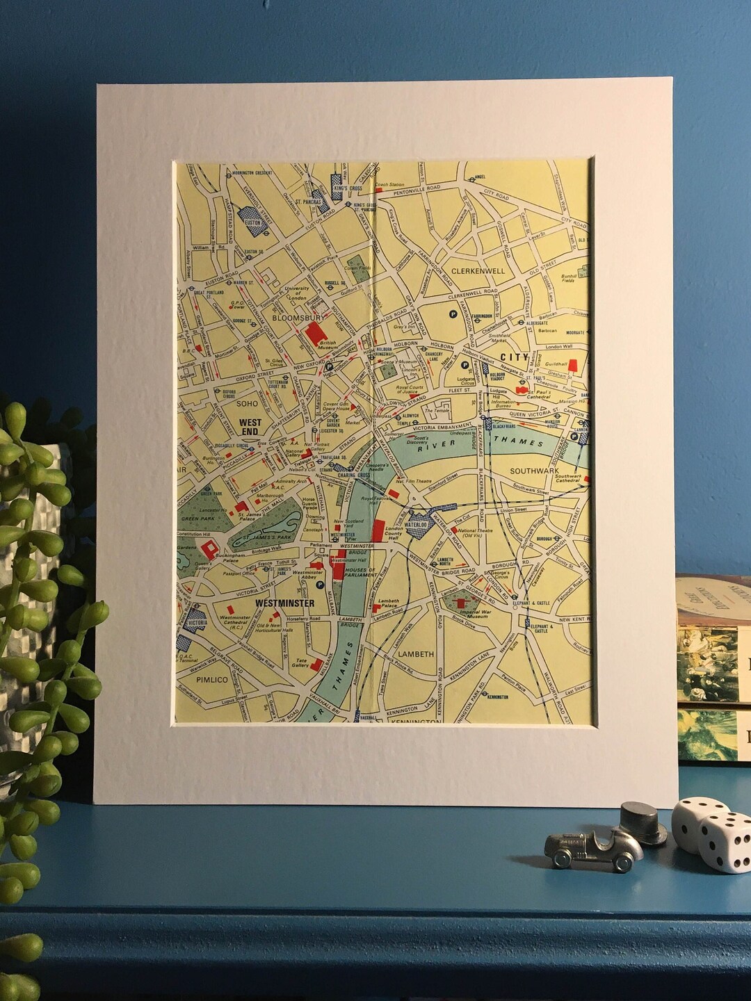Vintage Central London Map River Thames Chelsea Embankment - Etsy