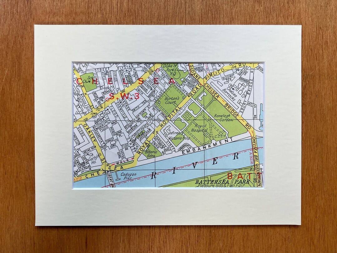 Vintage Map of Chelsea London SW3. Embankment Royal - Etsy