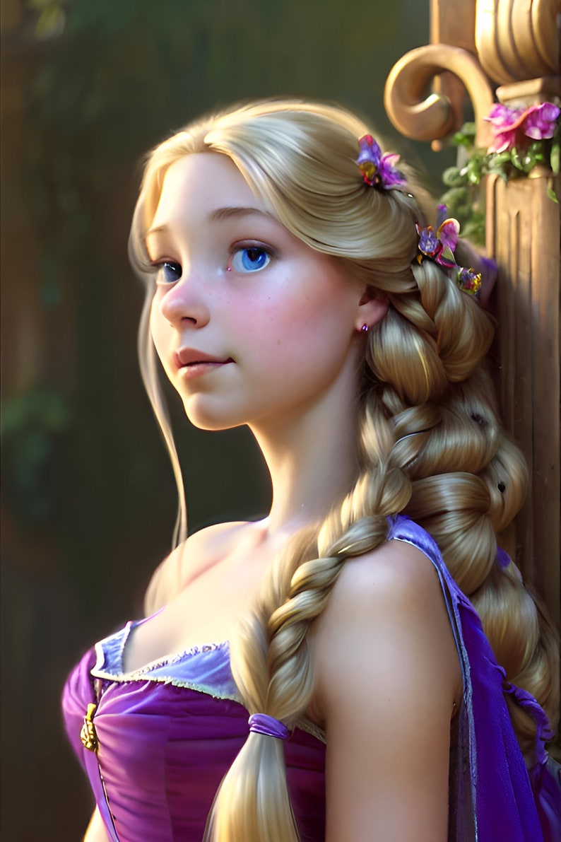 Magical and Realistic Rapunzel Portraits 4 AI Generated Digital ...