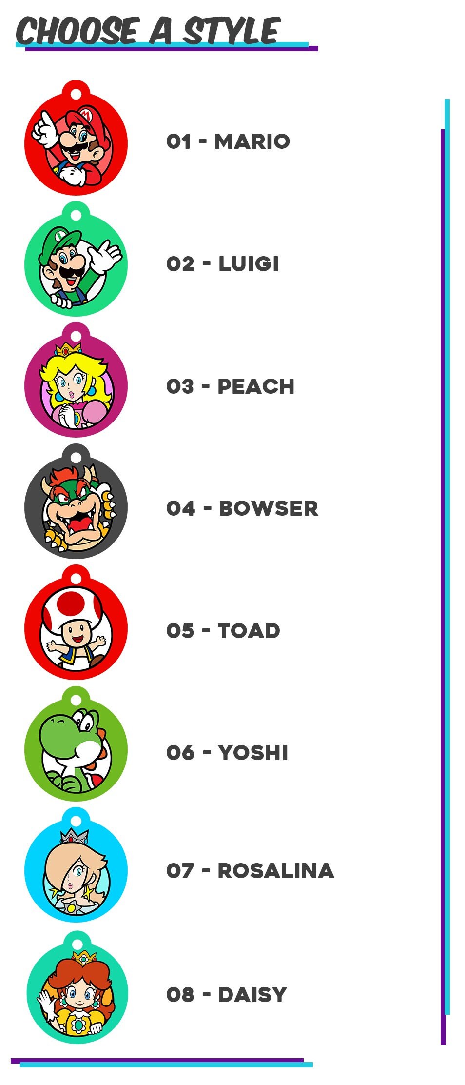 Super Mario Tag | Super Mario Brothers Tag | Dog Tag | Pet ID Tag ...
