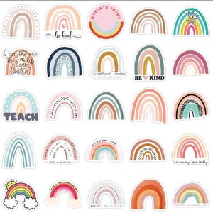 50 PCS Rainbow Sticker Pack/boho Rainbow Stickers/rainbow - Etsy