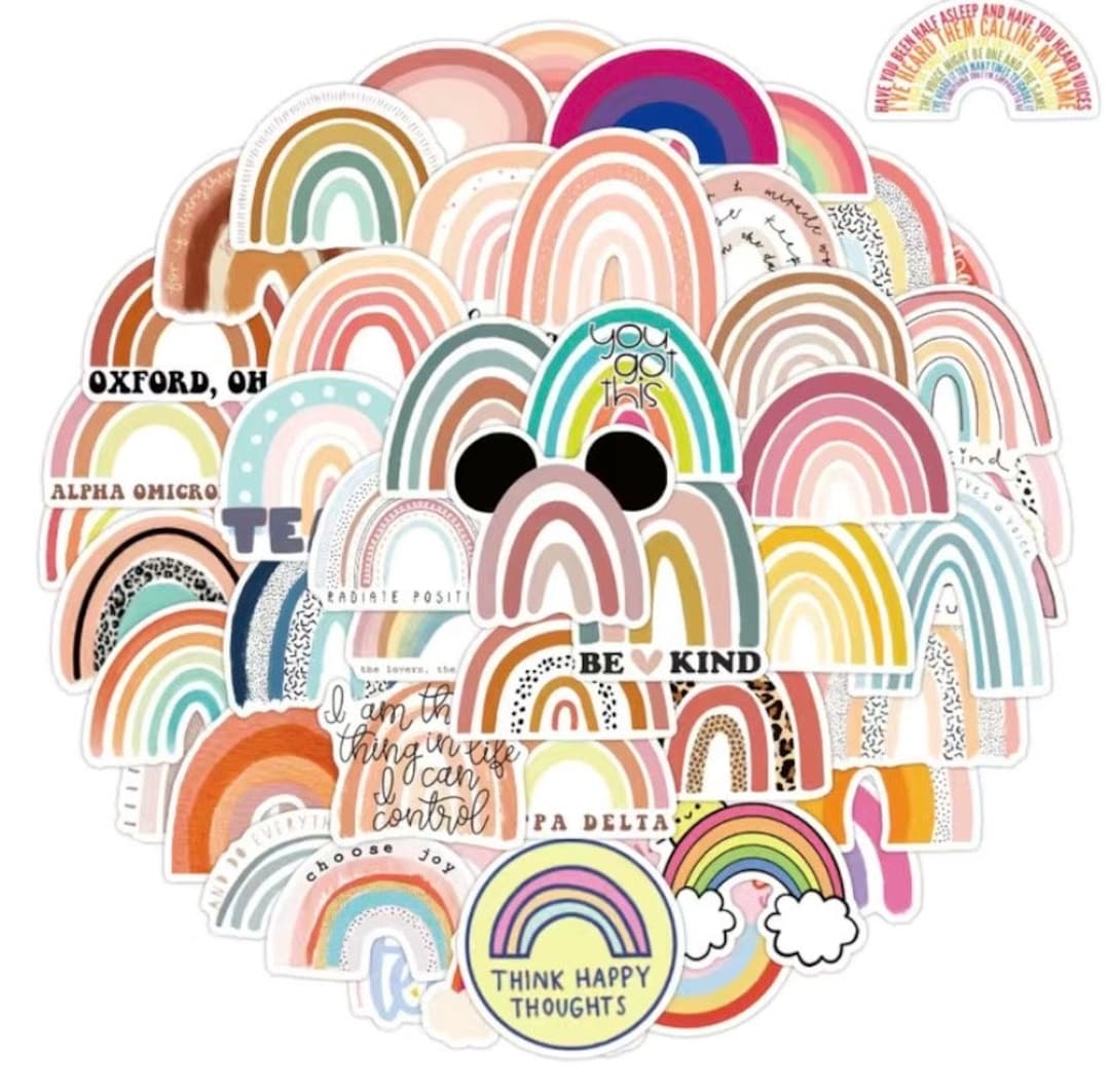 50 PCS Rainbow Sticker Pack/boho Rainbow Stickers/rainbow - Etsy