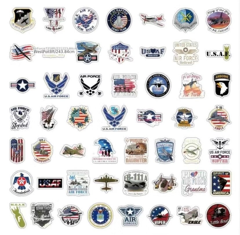 50 PCS Air Force Sticker Pack/us Air Force Stickers/air Force - Etsy