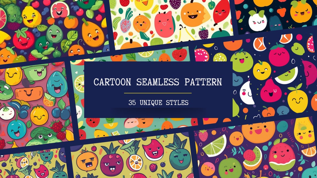 Cute Cartoon Style Seamless Patterns AI Generated Digital - Etsy