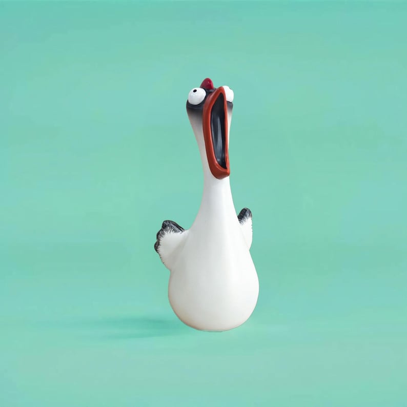 Handcrafted Silly Screaming Chicken Family - Funny Animal Sculptures ...
