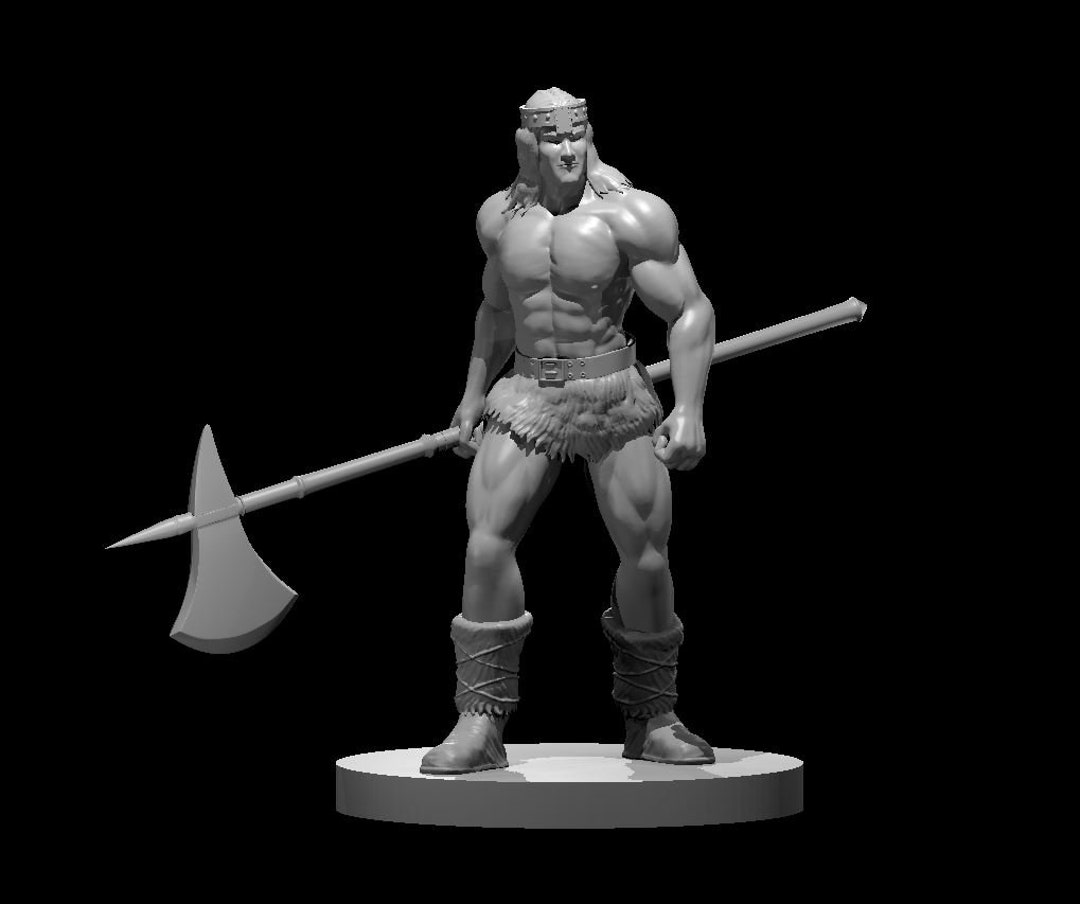 Human Male Barbarian With Halberd Mini - Etsy
