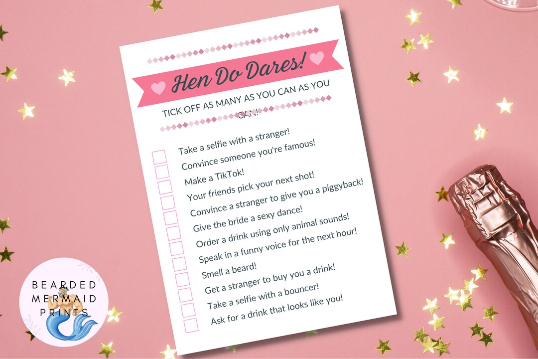 Hen Do Party Dares Pack of 10 Wedding Bridesmaid - Etsy UK