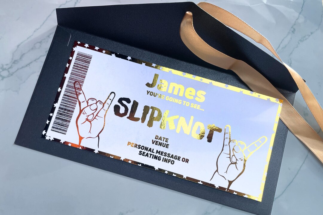 Slipknot Foil Print Concert Ticket Gold Unofficial Show Music Father's ...