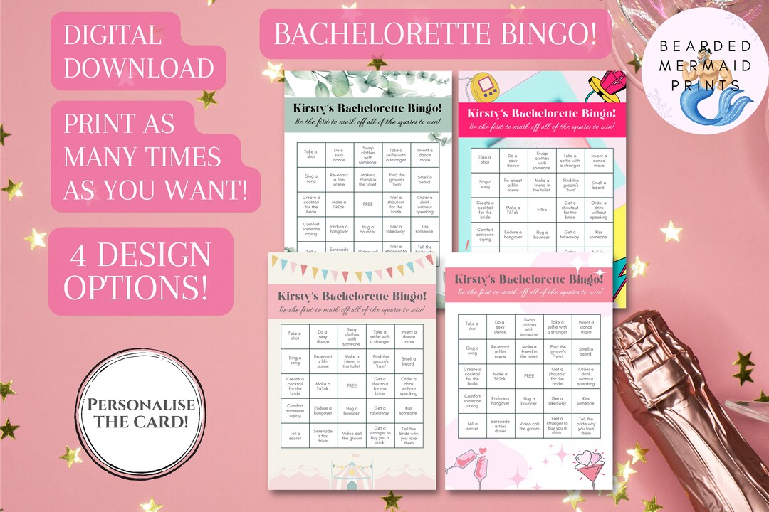 Personalised A5 Bachelorette Bingo Cards Bachelorette Hen Do - Etsy
