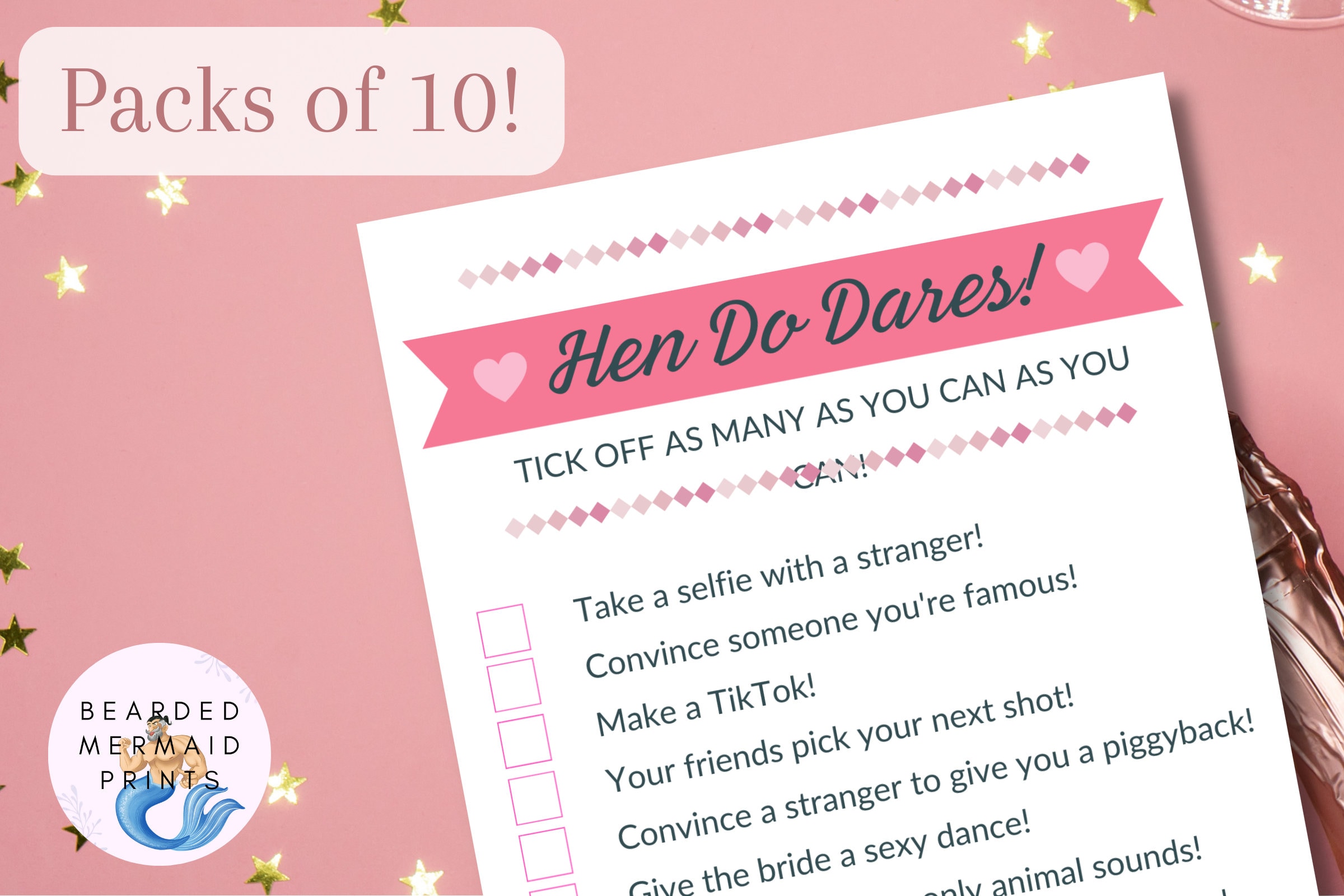 Hen Do Party Dares Pack of 10 Wedding Bridesmaid - Etsy UK