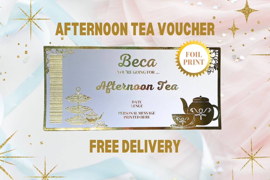 Personalised Gold Foil Afternoon Tea Voucher High Tea Ritz - Etsy UK