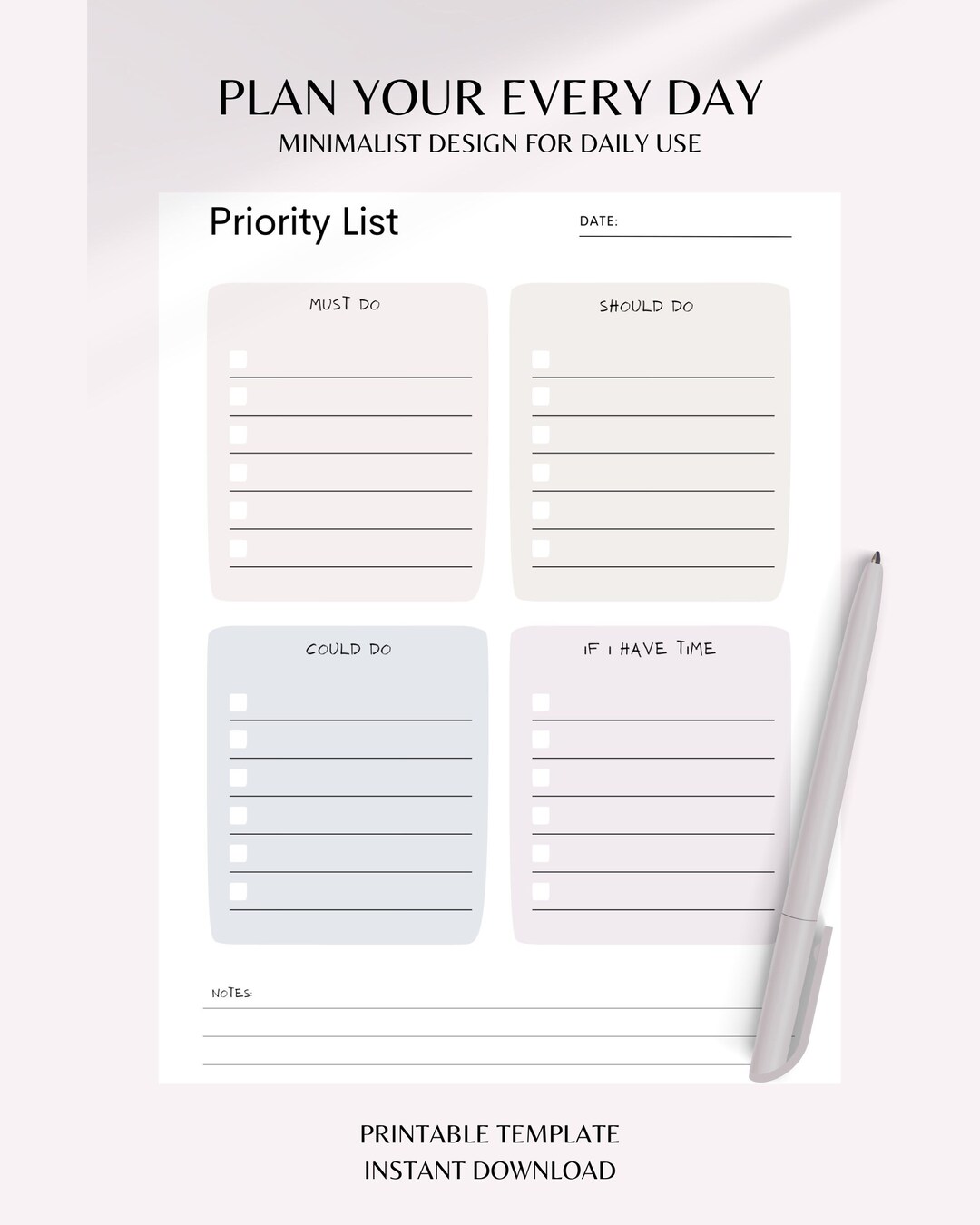 Priority List Productivity Tool Task Tracker Action Plan Reminder List ...
