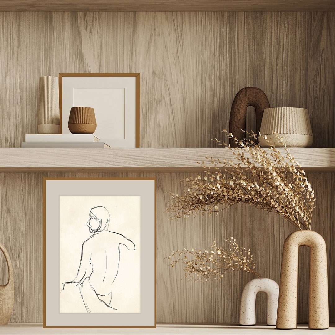 Abstract Woman Drawing Line Art Minimalist Wall Art Antique Line ...