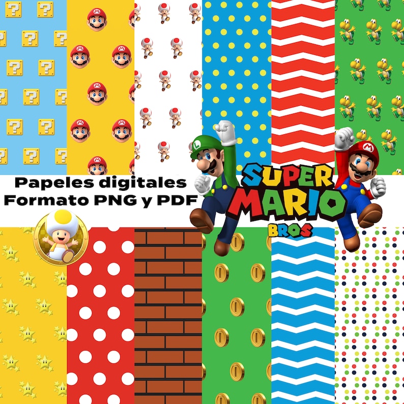 Super Mario Bros Digital Papers, Super Mario Bros Digital Papers, Zip ...