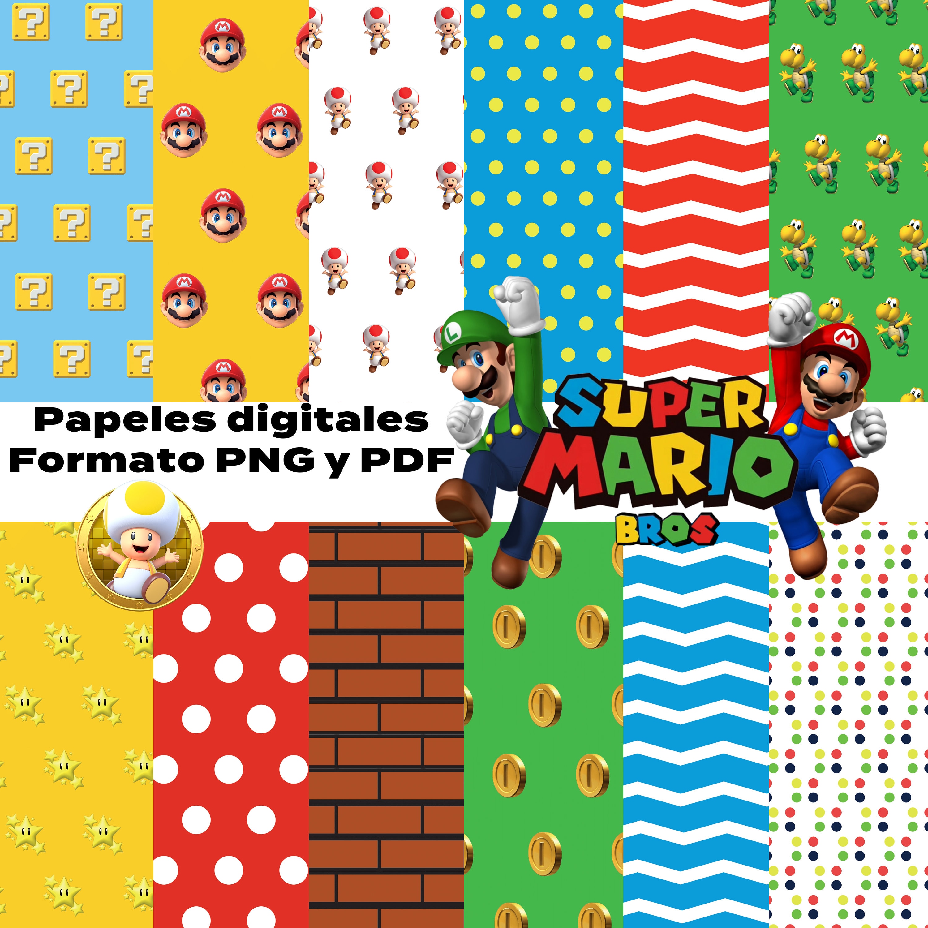 Super Mario Bros digital papers , Papeles digitales de Super Mario Bros ...